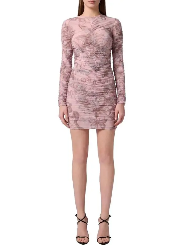 Philipp Plein Printed Ruched Dress - Fuchsia