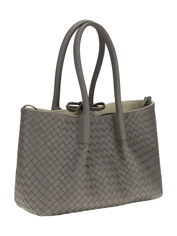 Bottega Veneta Pinacoteca Woven Calfskin Leather Shoulder Bag - Grey