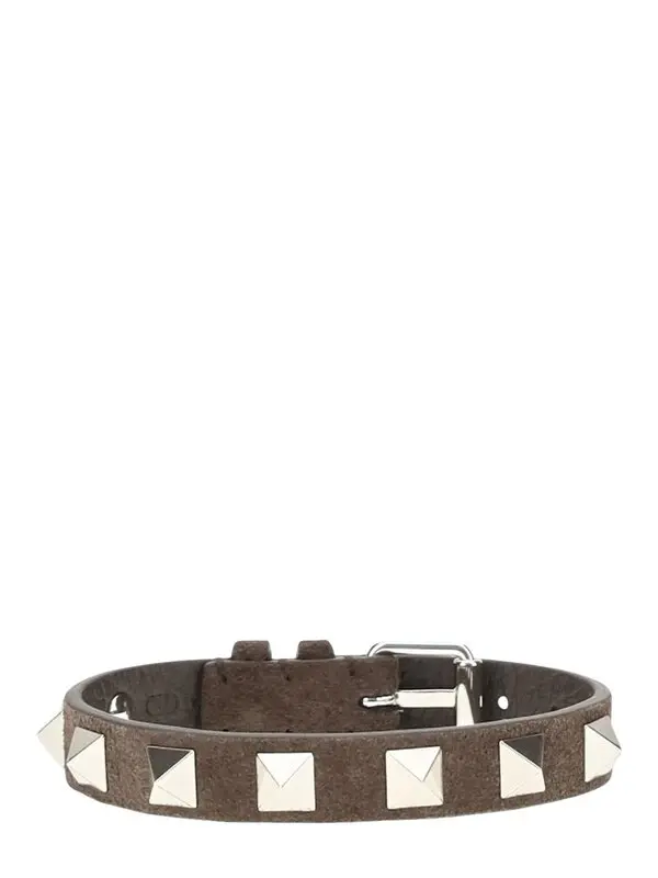 Valentino Garavani Rockstud Adjustable Calf Leather Bracelet - Dark