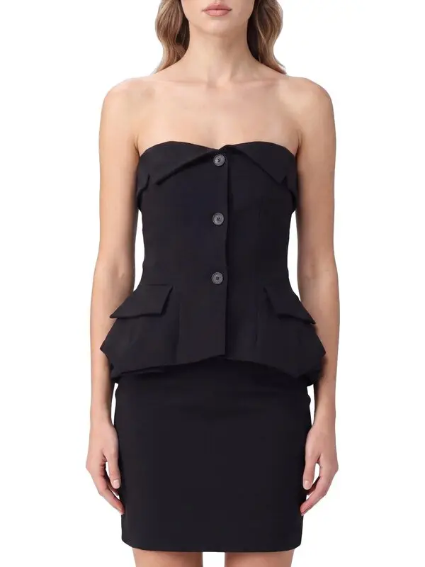Magda Butrym Strapless Peplum Shirt - Black