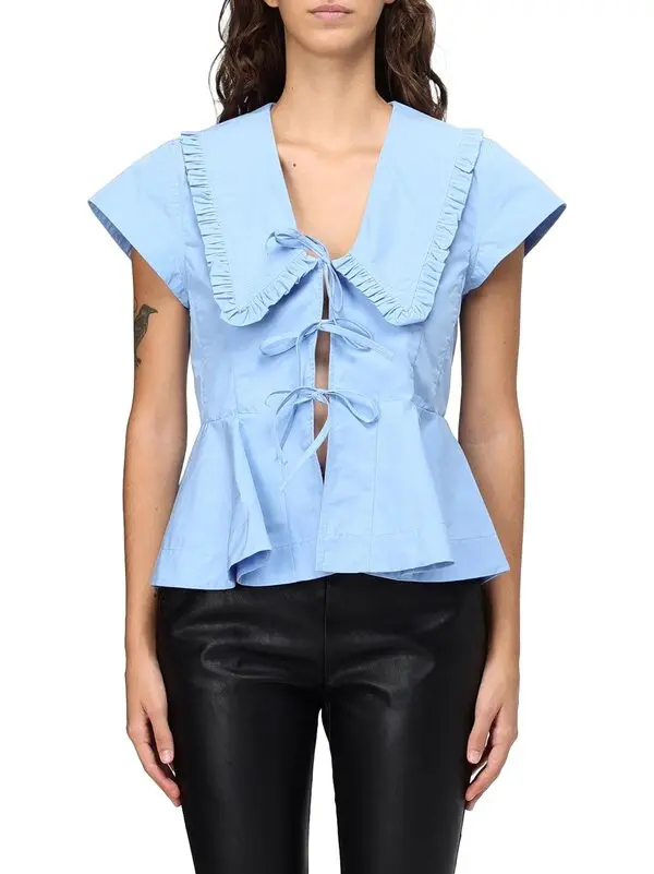 GANNI Sailor Collar Blouse - Blue