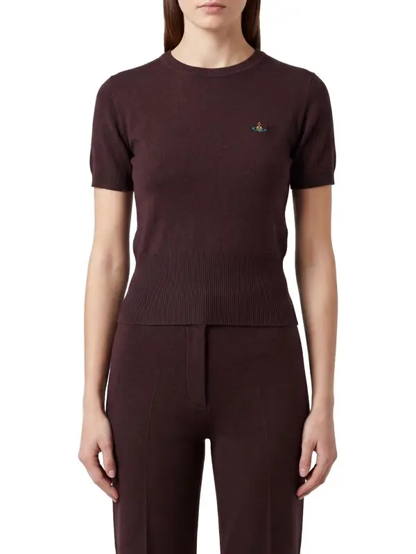 VIVIENNE WESTWOOD Wool Slim Fit Short-sleeved Sweater - Violet