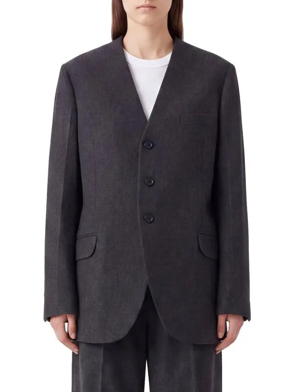 JIL SANDER Cropped Three-button Single-breasted Wool Blazer - Grey