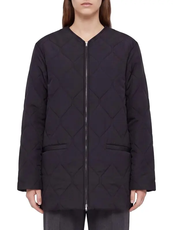JIL SANDER Quilted Short Down Jacket In Polyester With Zip Closure And V-neck - Black