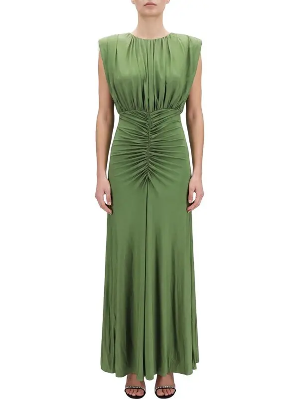 SELF-PORTRAIT Ruched-waist Jersey Long Ceremonial Gown - Green
