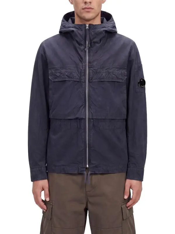 C.P. COMPANY Hooded Cotton Lightweight Jacket - Black