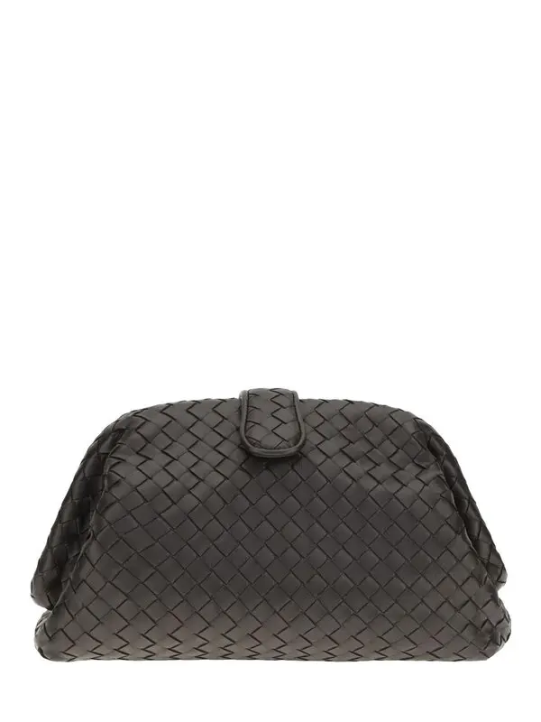 Bottega Veneta Lauren 1980 Intrecciato Lambskin Clutch With Strap - Coffee
