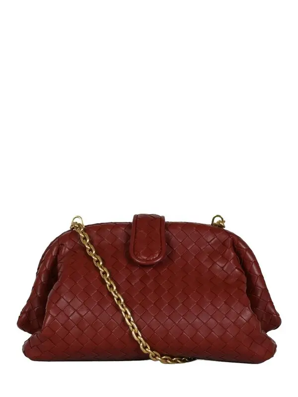 Bottega Veneta Lauren 1980 Intrecciato Lambskin Clutch With Strap - Red