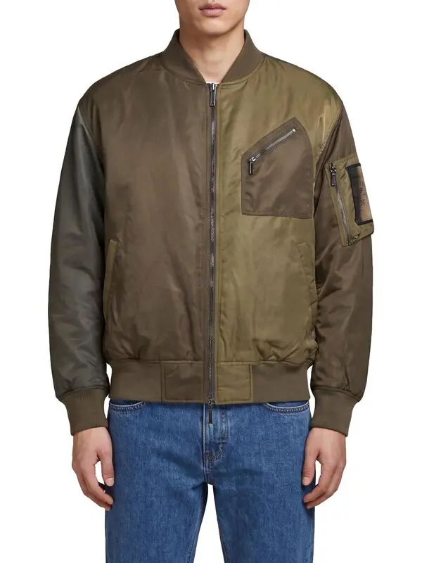 Emporio Armani Lightweight Nylon Bomber Jacket With Zip Closure - Green