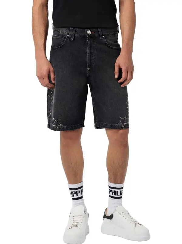 Philipp Plein Five-pocket Denim Shorts - Black