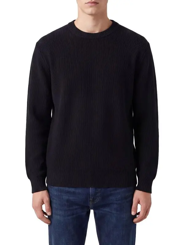 GOLDEN GOOSE Crewneck Cotton-blend Jumper With Ribbed Trims And Logo - Black