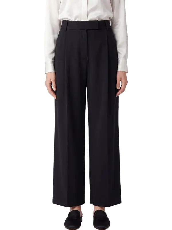 Giorgio Armani High-waisted Wide-leg Tailored Silk Trousers - Grey