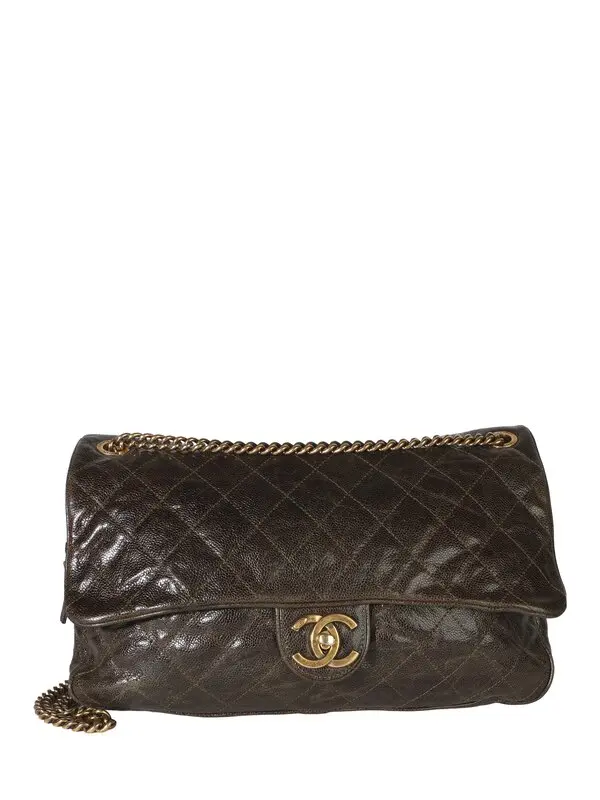 Chanel Quilted Glazed Caviar Flap Bag - Brown