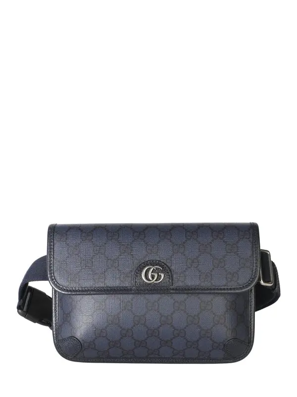 Gucci Navy Gg Supreme Canvas Ophidia Web Slim Belt Bag - Blue