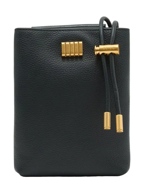 REISS Solene Grained-leather Phone Crossbody Bag - Navy