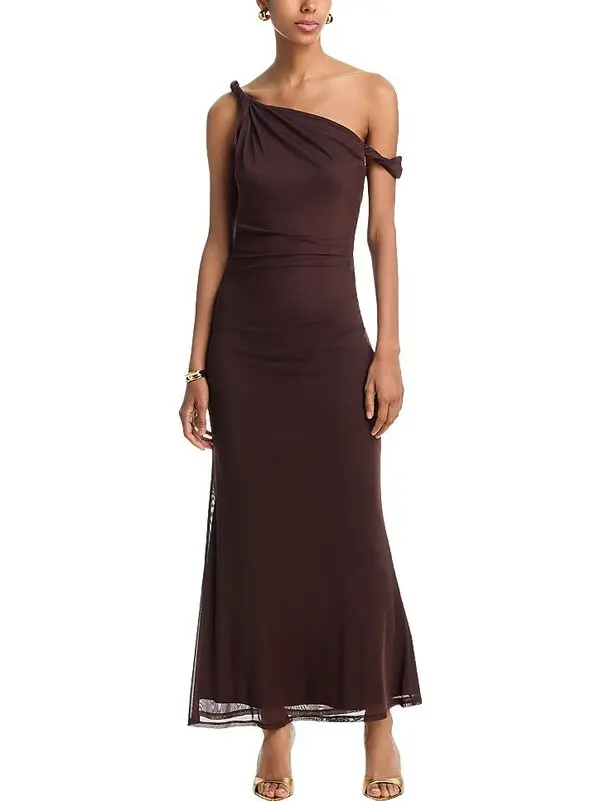 Aqua Mesh Twist Maxi Dress Exclusive - Brown