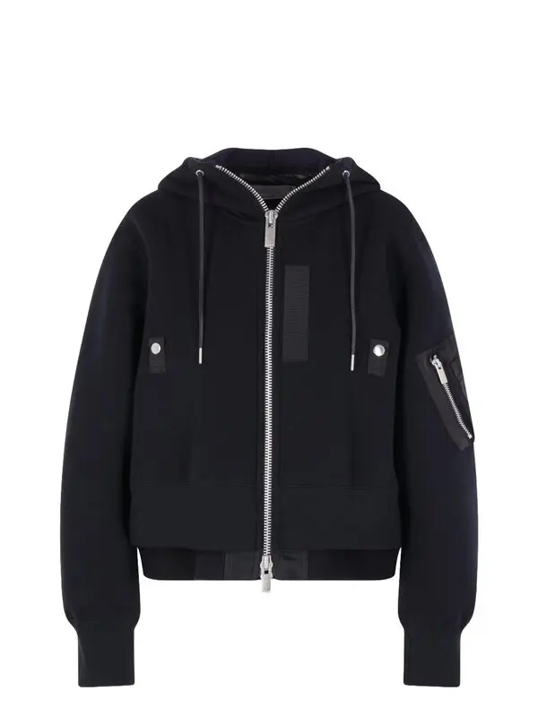 Sacai Nylon And Cotton Hoodie - Black