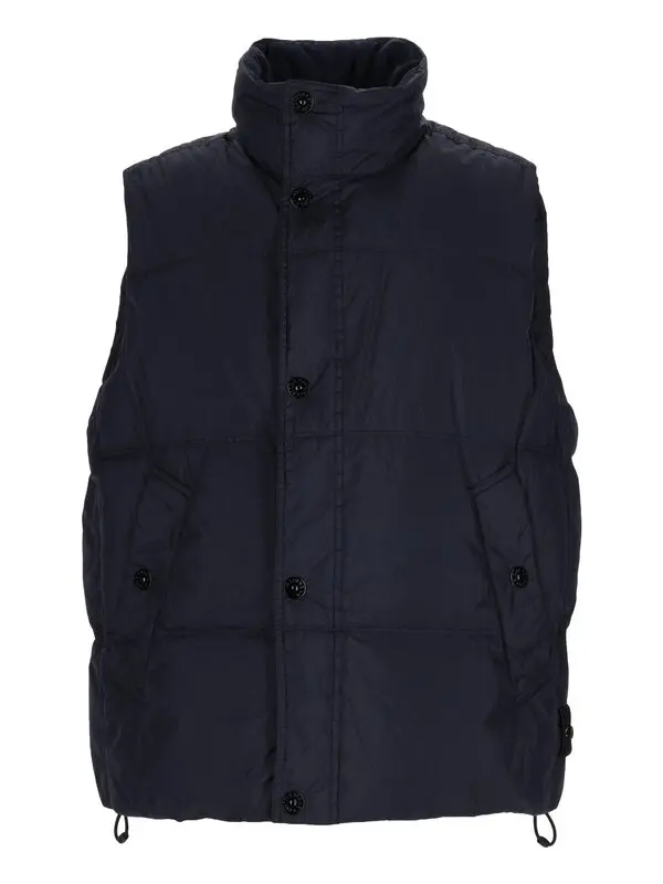 Stone Island Gilet Imbottito In Piuma Resistente Al Vento Con Antigoccia - Blue