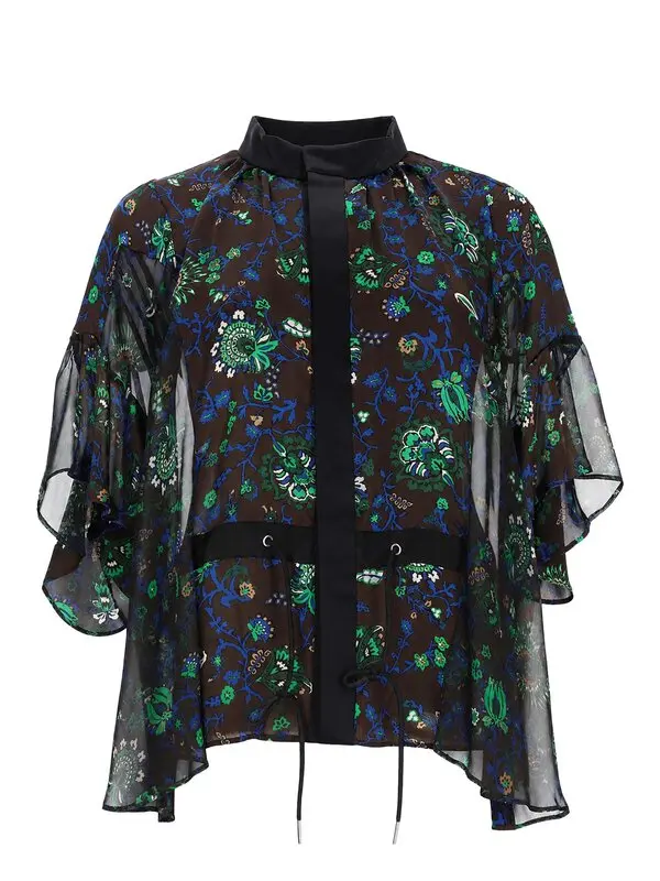 Sacai Floral Print Blouse - Brown