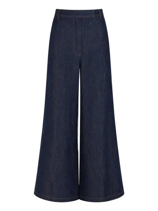 Dries Van Noten Wide Leg Denim Trousers - Blue