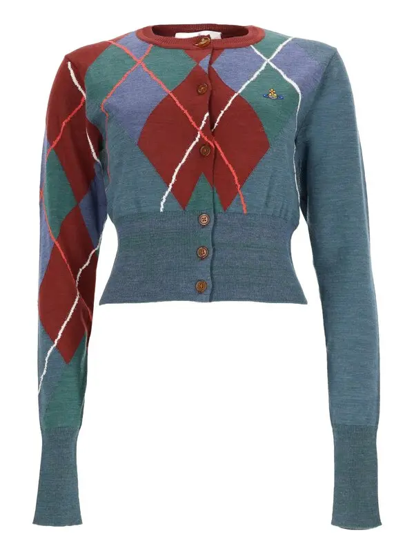 VIVIENNE WESTWOOD Cropped Argyle Cardigan - Multicolour