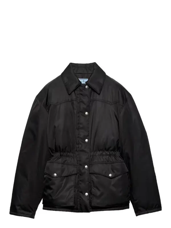 Prada Drawstring Buttoned Down Jacket - Black