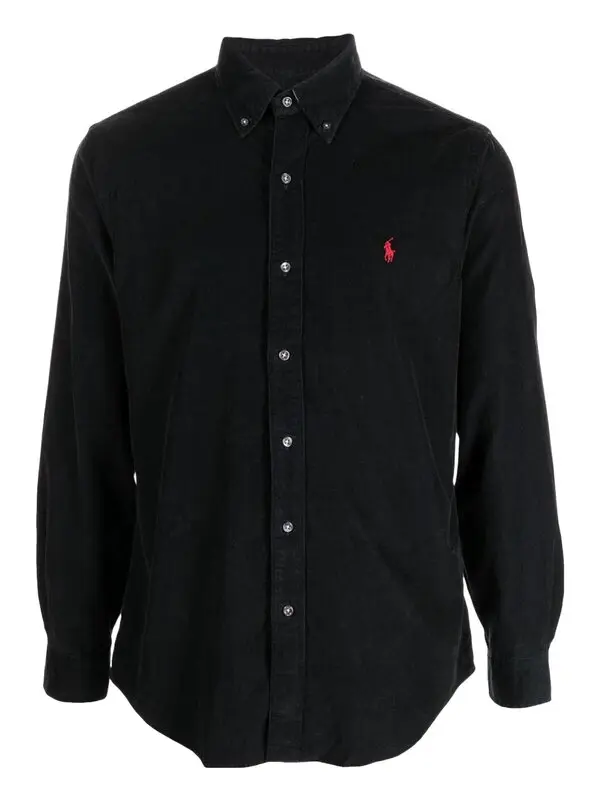 Polo Ralph Lauren Logo Embroidered Corduroy Shirt - Black