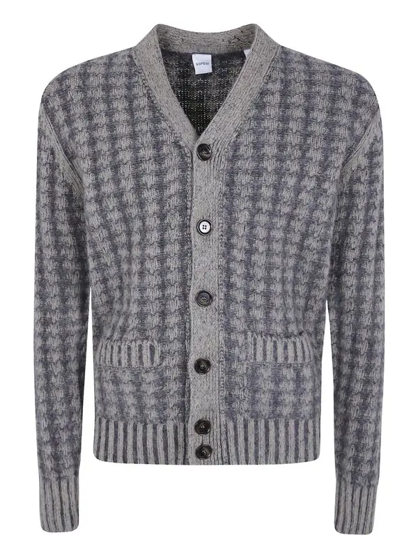 Aspesi Ribbed V-neck Knit Top - Grey