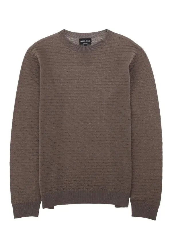 Giorgio Armani Virgin Wool Crewneck Sweater - Beige