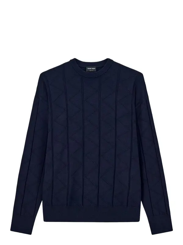 Giorgio Armani Virgin Wool Crewneck Sweater - Navy