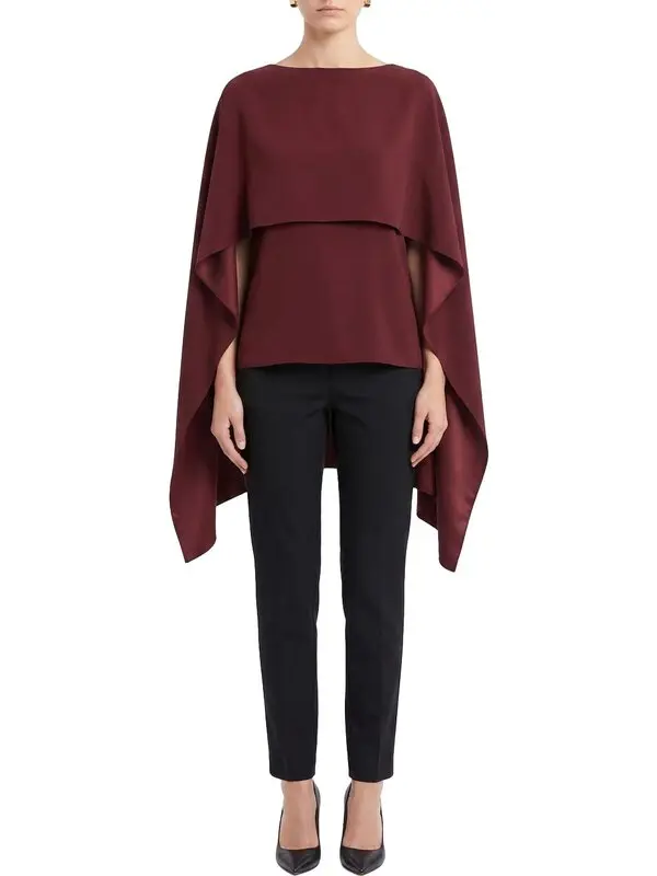 Alberta Ferretti Long Asymmetric Satin Cape With Short Sleeves - Red