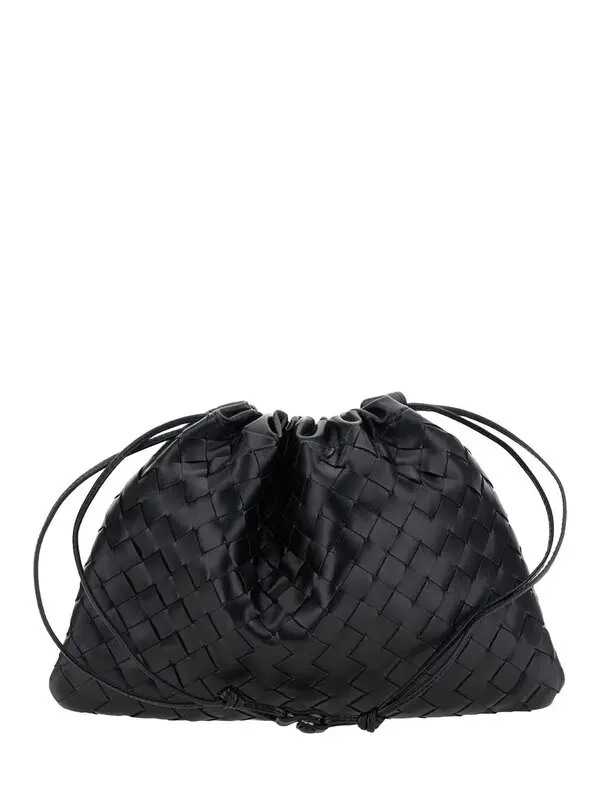 Bottega Veneta Dustbag Intrecciato Calfskin Bucket Bag With Drawstring - Black