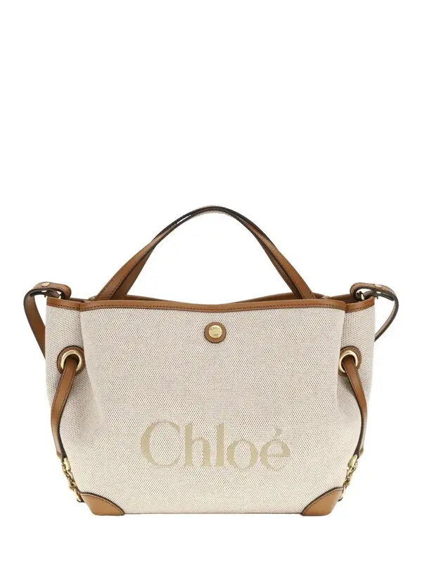 Chloé Canvas & Leather Trimmed Shoulder Bag - Beige