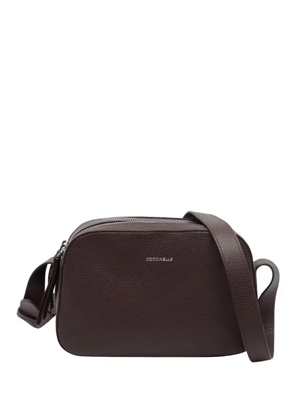 COCCINELLE Grained Leather Crossbody Bag - Brown