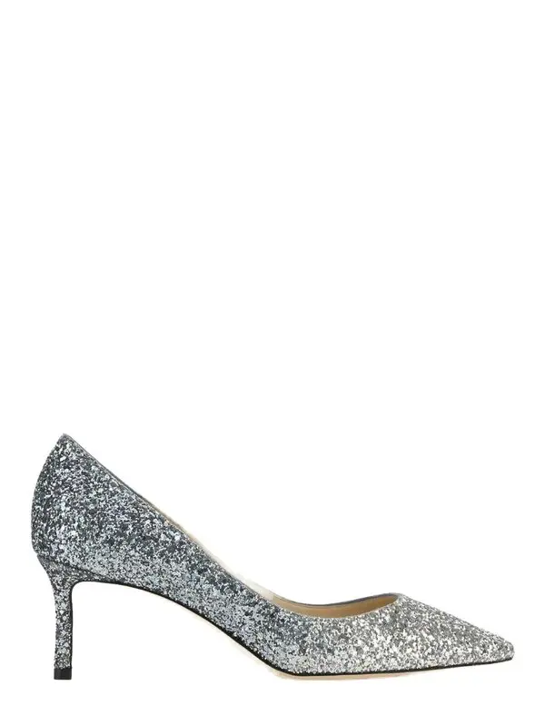 JIMMY CHOO Romy Embroidered Glitter Fabric Pumps With Medium Heel - Silver