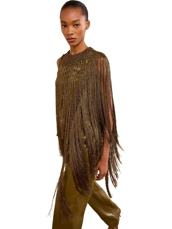 Ulla Johnson Willa Silk Fringe Top - Malachite