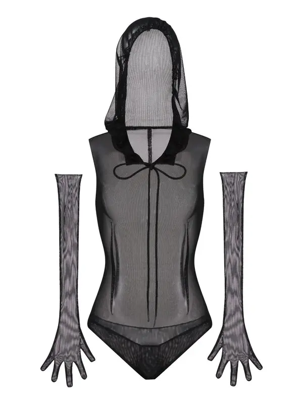 ÚCHÈ Hoodie Bodysuit & Gloves - Black