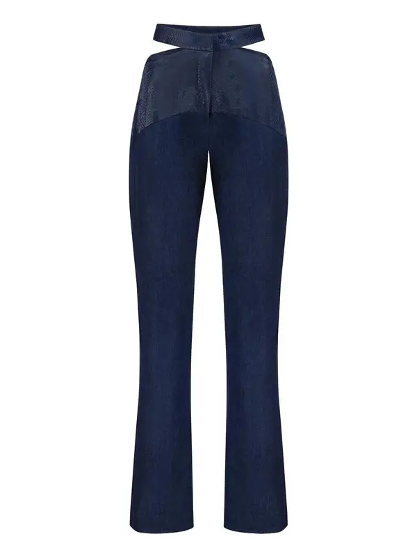 ÚCHÈ Denim Cut Out Pants - Blue