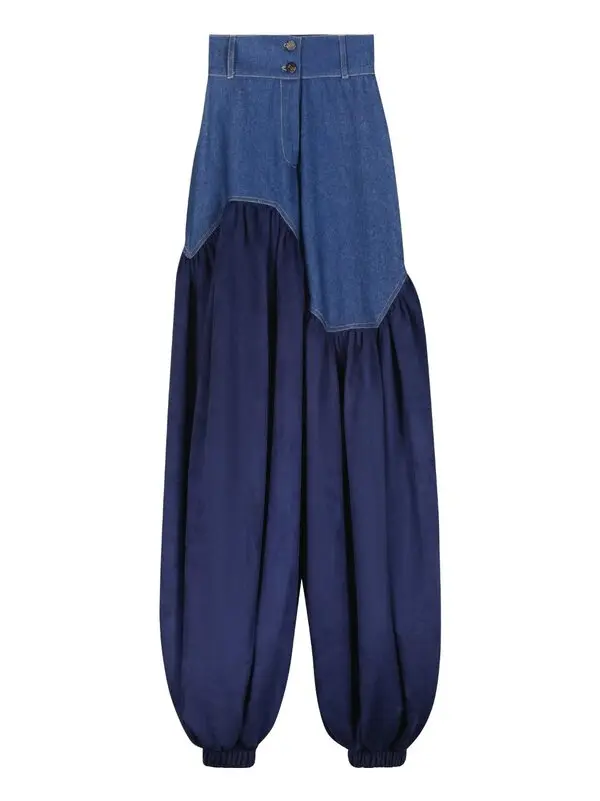 ÚCHÈ Two-tone Denim Pants - Blue