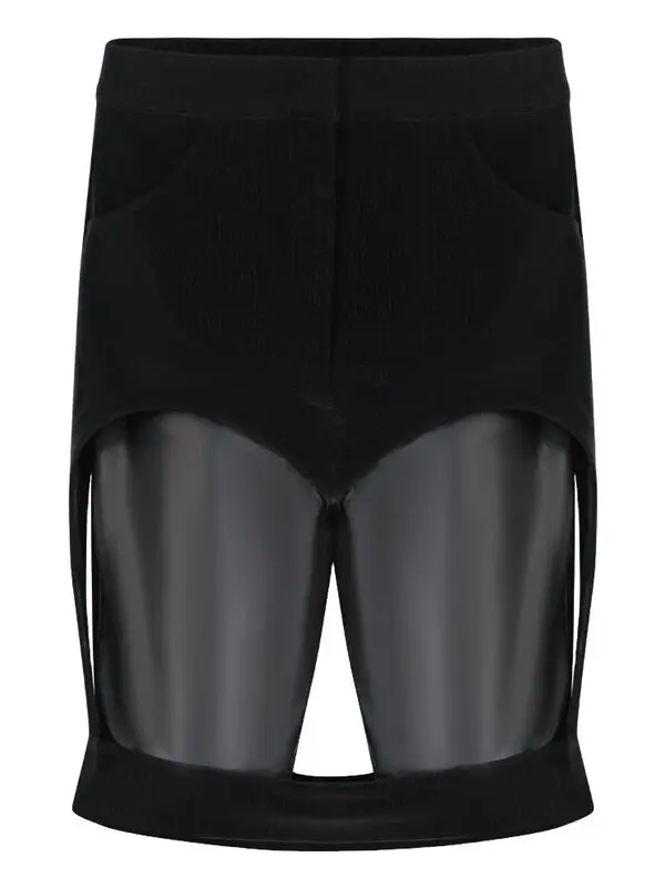 ÚCHÈ Layered Crocodile Print Skirt - Black