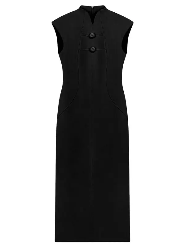 NOCTURNE Padded Shoulder Button Detail Maxi Dress - Black