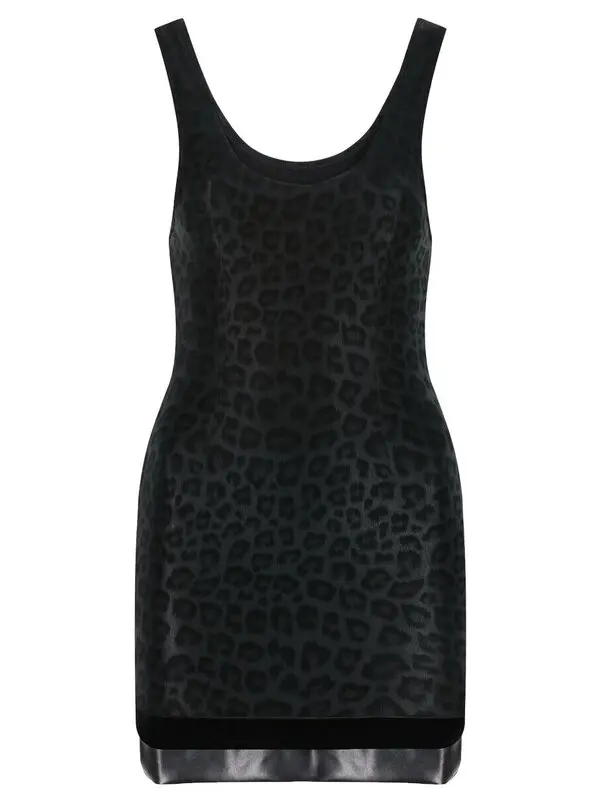 ÚCHÈ Leopard Mini Dress - Black