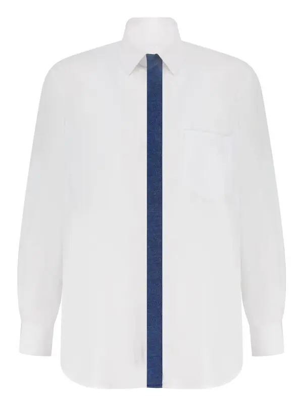 ÚCHÈ White / Blue White Shirt With Denim Patch - White/blue