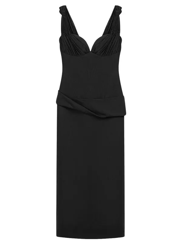 NOCTURNE Boned Sweetheart Peplum Midi Dress - Black