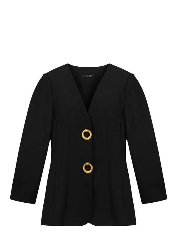 NOCTURNE Ring Button Wrap Front Jacket - Black