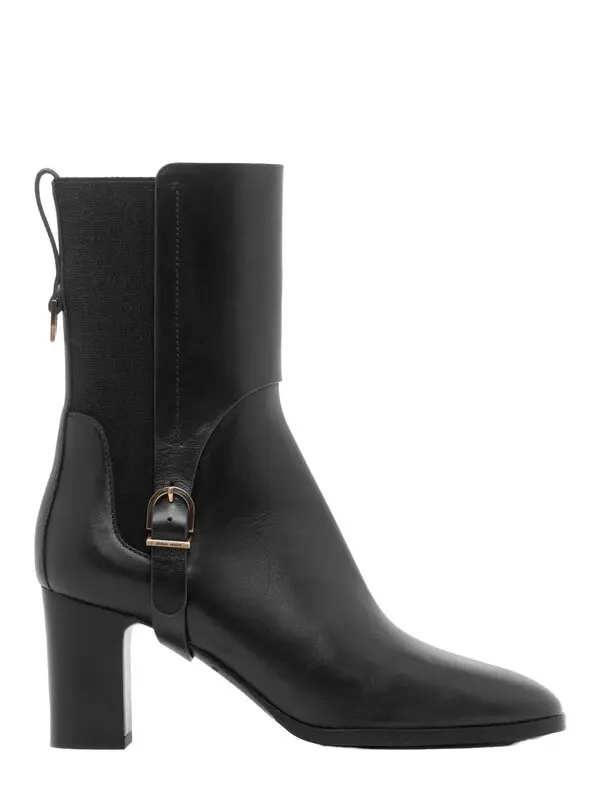 Giorgio Armani Leather Boot With Rubber Details - Black