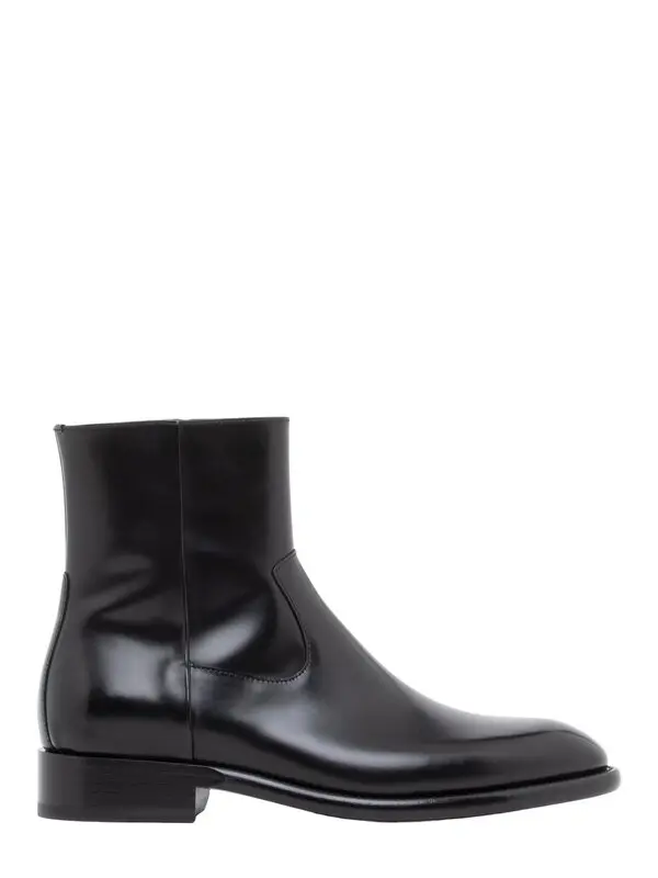 Giorgio Armani Brushed Leather Boots - Black