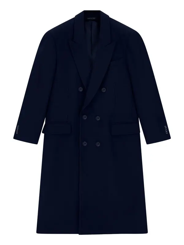 Giorgio Armani Virgin Wool And Cashmere Chevron Coat - Blue
