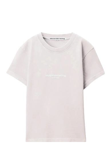 Alexander Wang Shrunken Short Sleeve Logo Print Tee Shirt - Pink