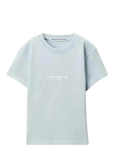 Alexander Wang Shrunken Short Sleeve Logo Print Tee Shirt - Tan
